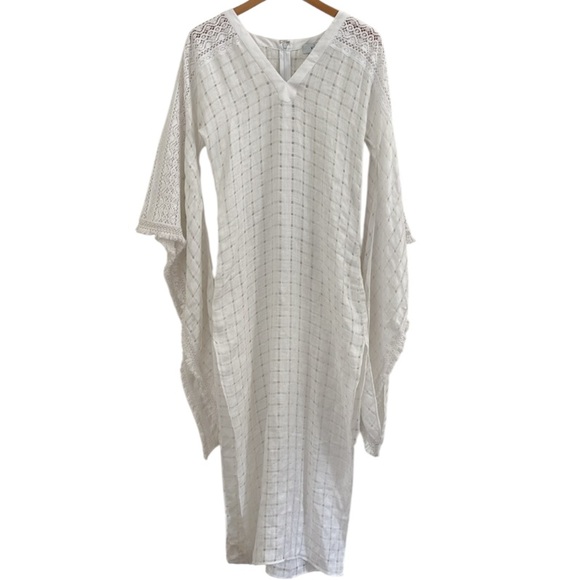 VMT | Swim | Vmt White Linen Blend Bohemian Lace Wing Sleeves Maxi ...